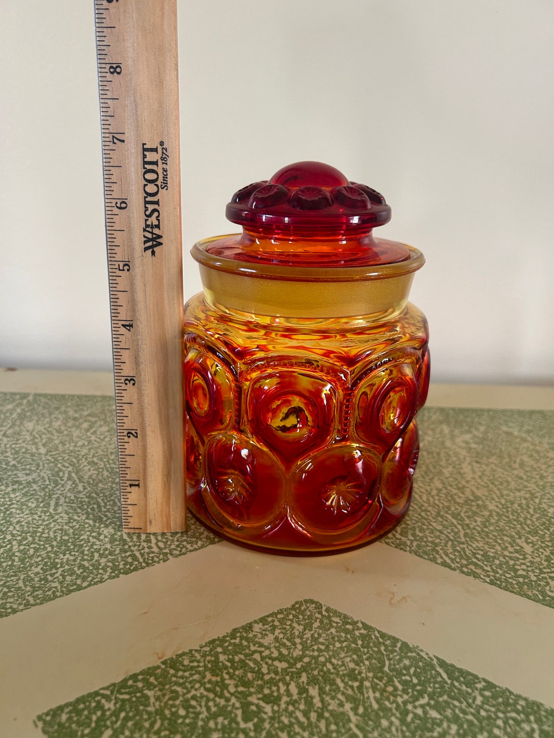 L. E. Smith Moon and Stars Amberina Glass 7 Canister 97 - Etsy