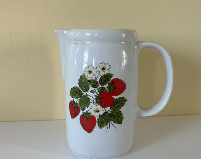 Mccoy Pottery Strawberry White Serving Pitcher 1429 - Etsy