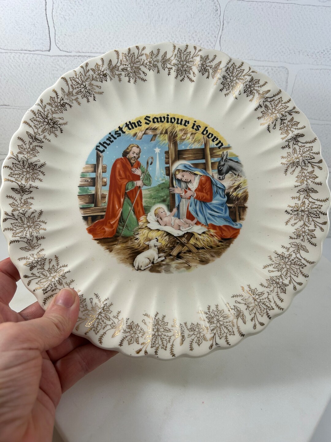 Manger Scene Plate Christ the Saviour is Born 1956 23-K GOLD Sanders ...