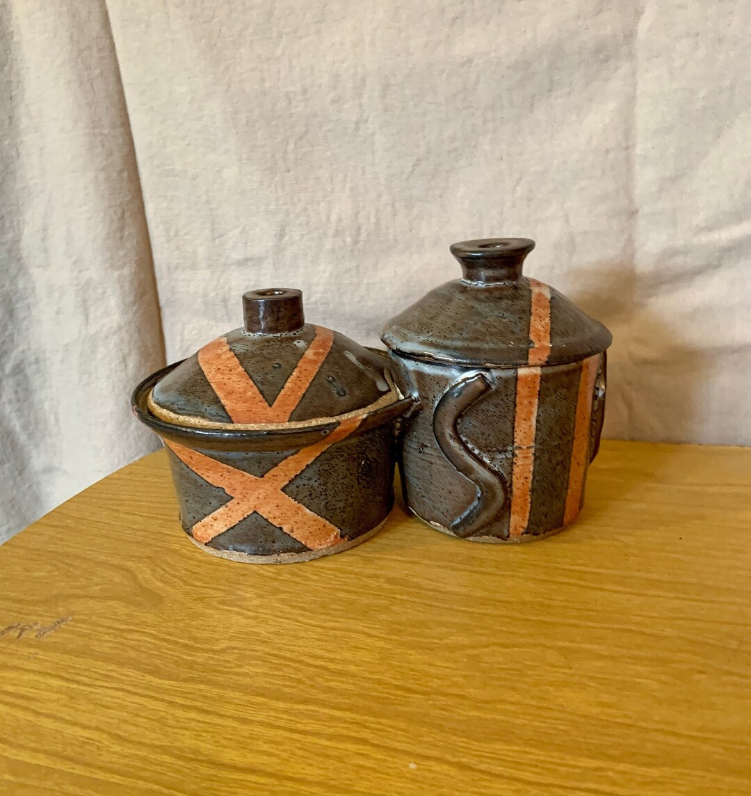 Stoneware Double Jars With Lids - Etsy