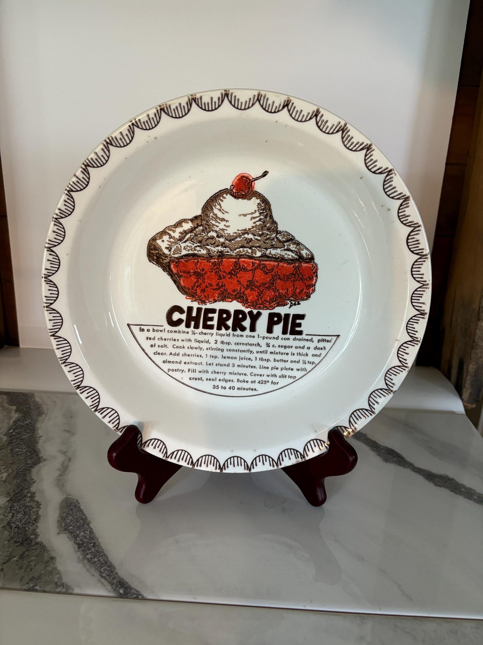 Cherry Pie Recipe Pie Plate, Vintage - Etsy
