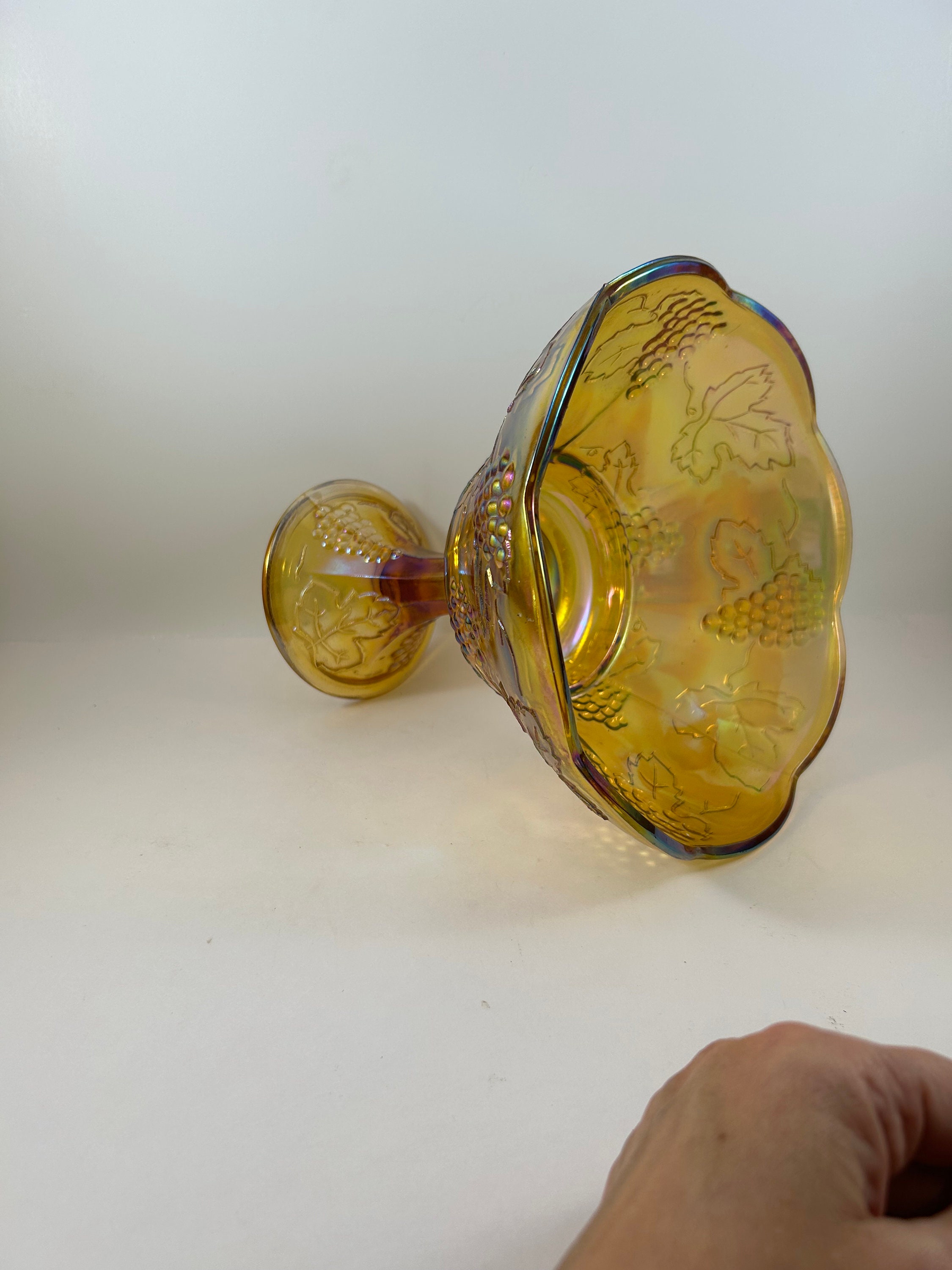 Indiana Marigold Carnival Pedestal Bowl Harvest Grape - Etsy