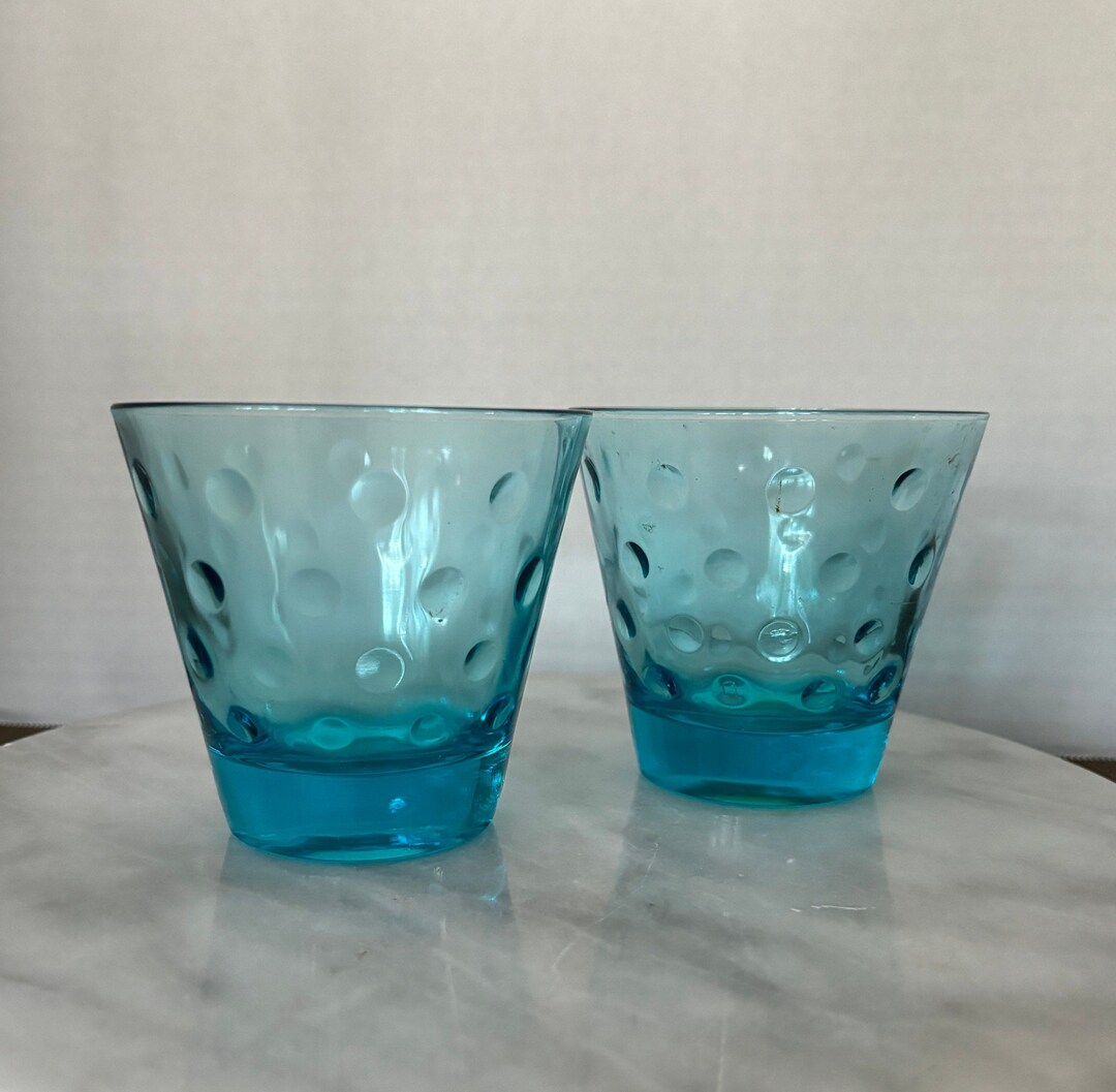 Turquoise Capri Dot Cocktail Glasses, Set of 2 - Etsy