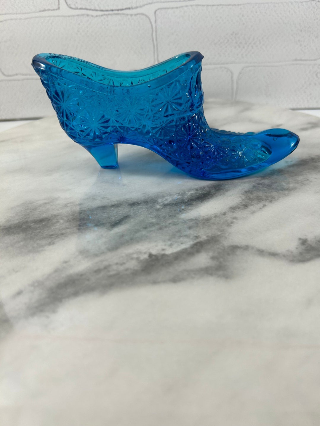Daisy and Button Blue Glass Shoe Glass Slipper (#69) - Etsy