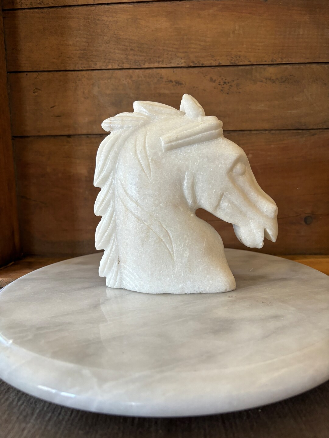 Vintage Alabaster Horse Head Sculpture - Etsy