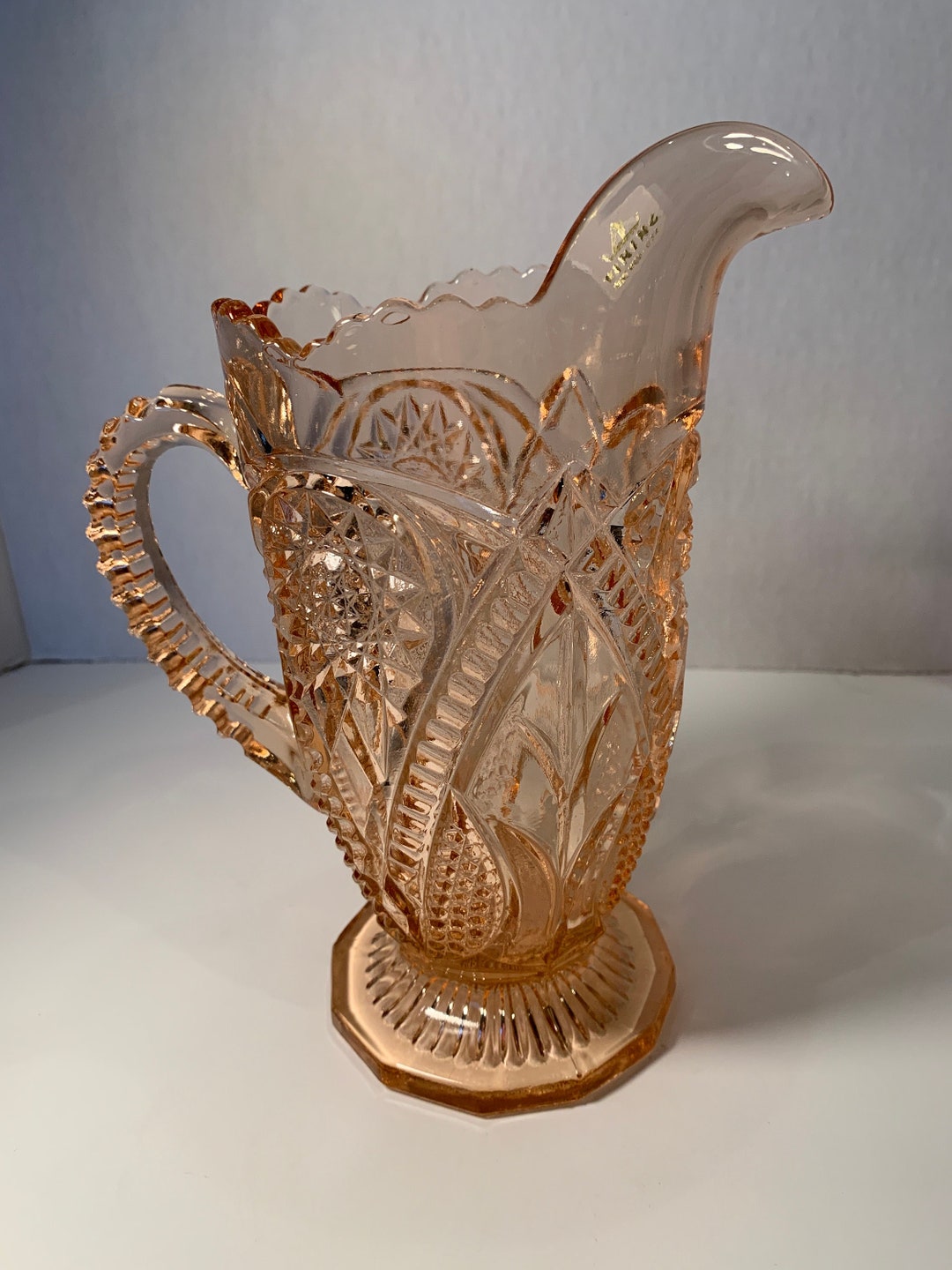 Viking Yesteryear Pattern Pink Glass Pitcher - Etsy