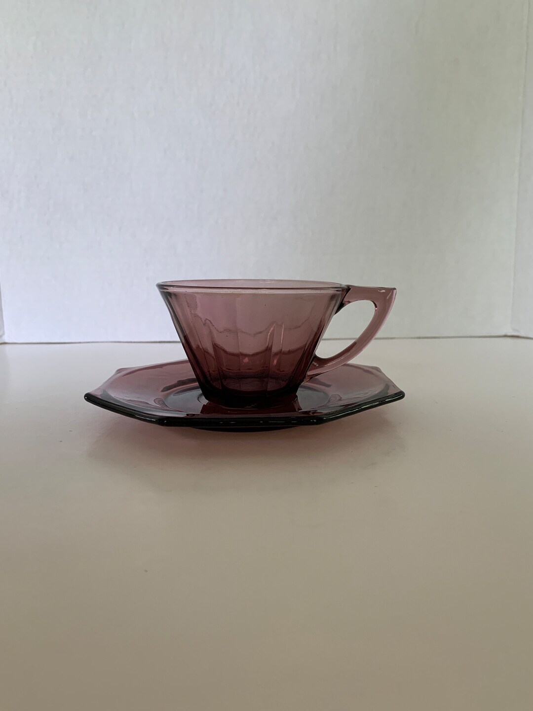 Amethyst Glass Tea Cups With Saucers Hazel Atlas Set of 3 (6 Pcs Total ...