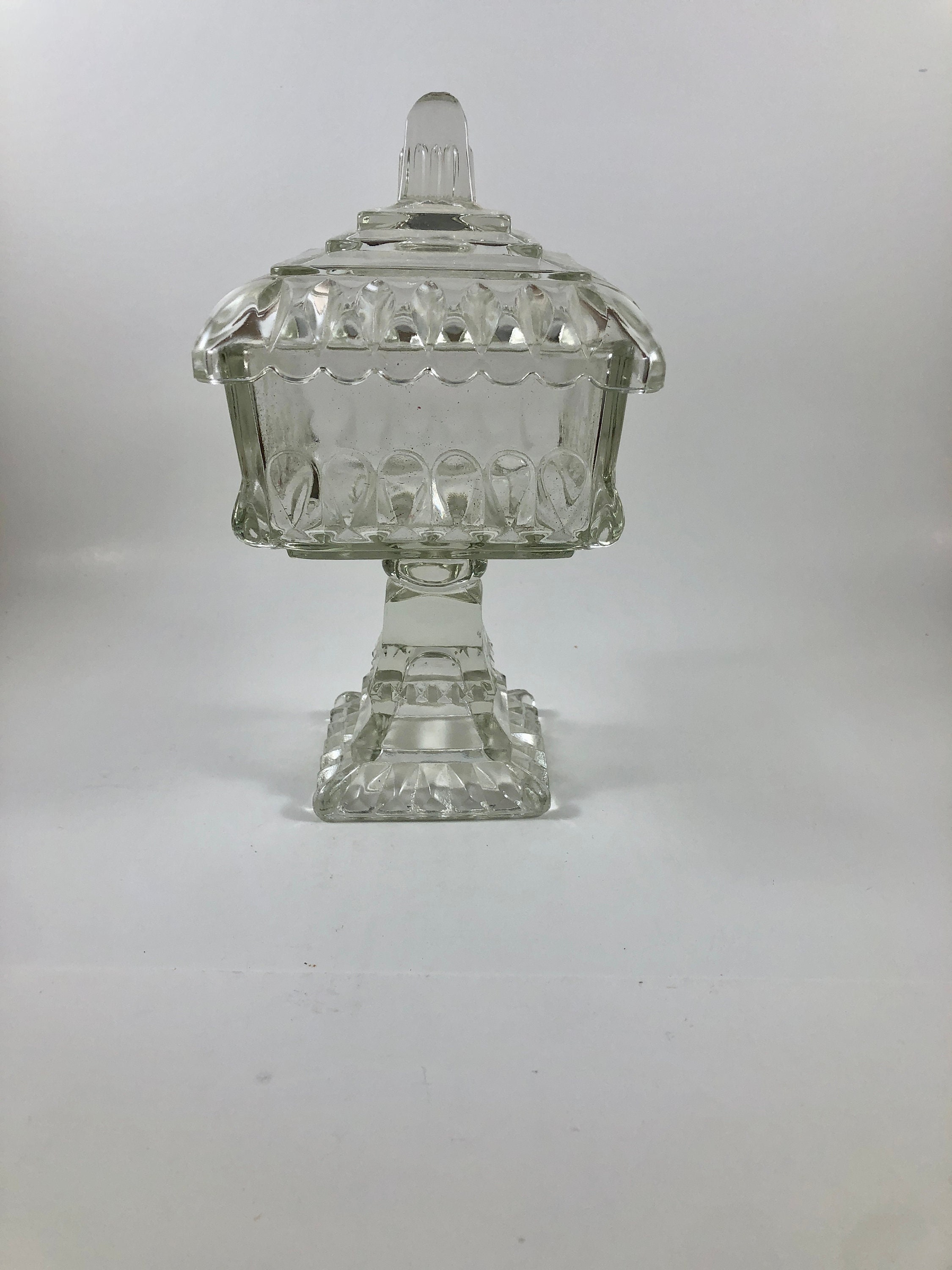 Jeanette Glass Wedding Box Glass Candy Dish W/lid - Etsy