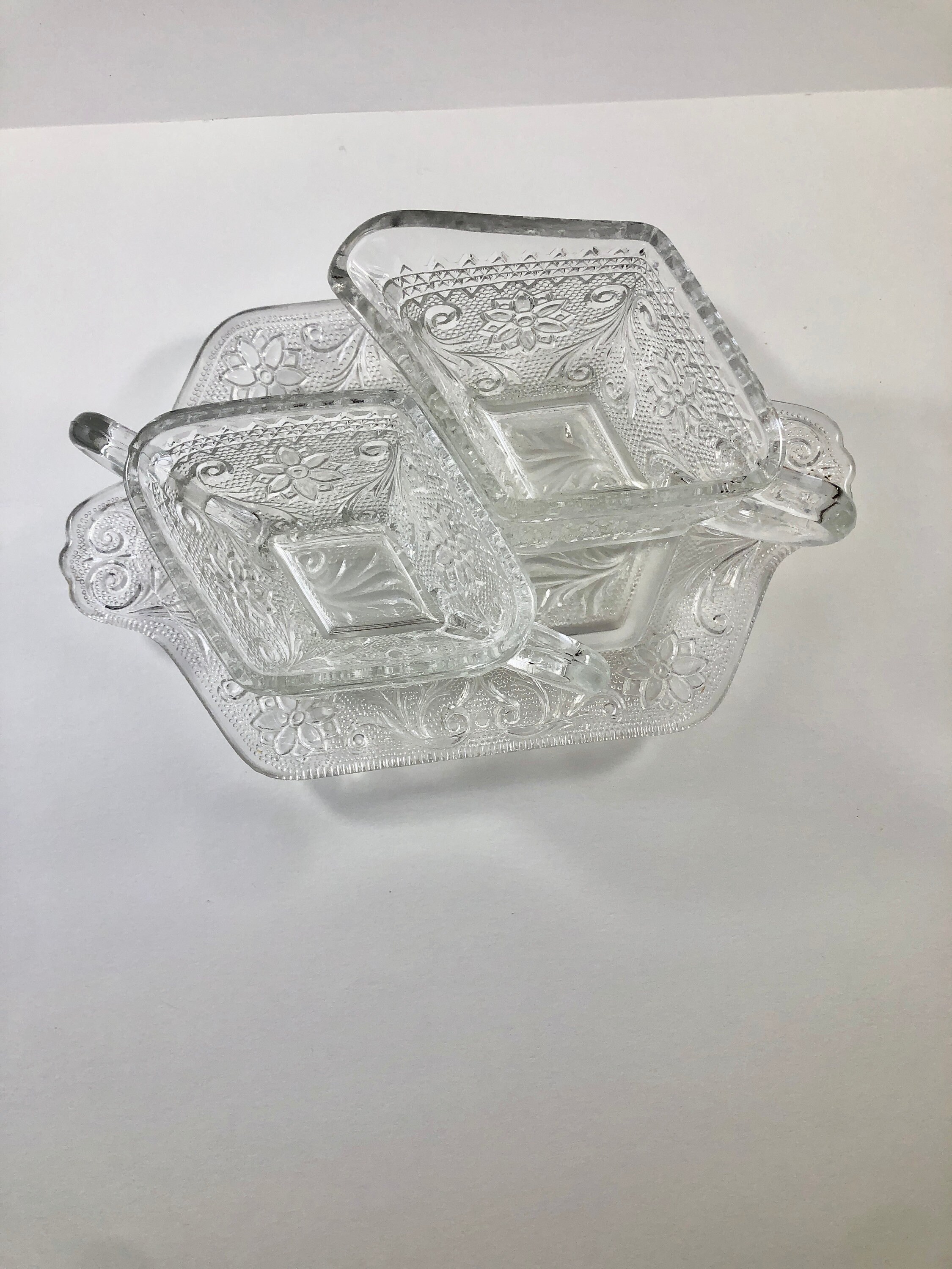 Indiana Glass Tiara Sugar and Creamer Set With Tray Sandwich Glass - Etsy