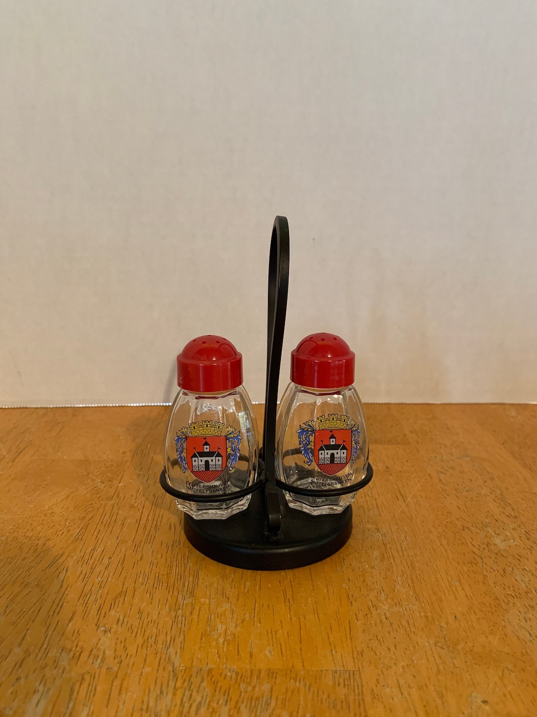 Bavarian Salt & Pepper With Wrought Iron Holder - Etsy