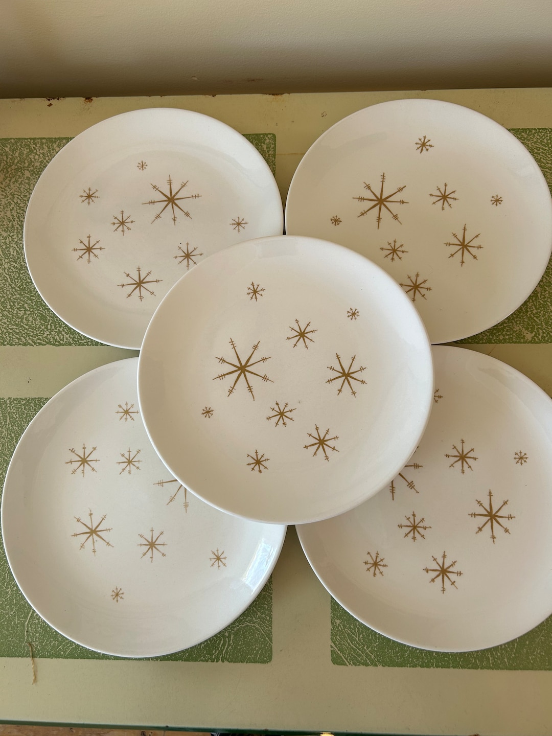 MCM Royal China STAR GLOW Dinner Plates Atomic Gold Stars Set of 5 - Etsy