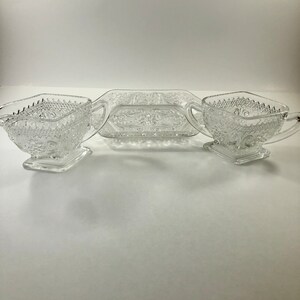 Indiana Glass Tiara Sugar and Creamer Set With Tray Sandwich Glass - Etsy