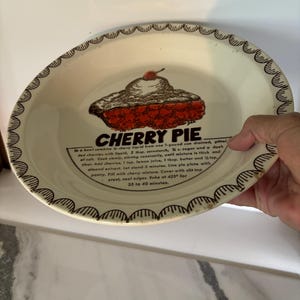 Cherry Pie Recipe Pie Plate, Vintage - Etsy