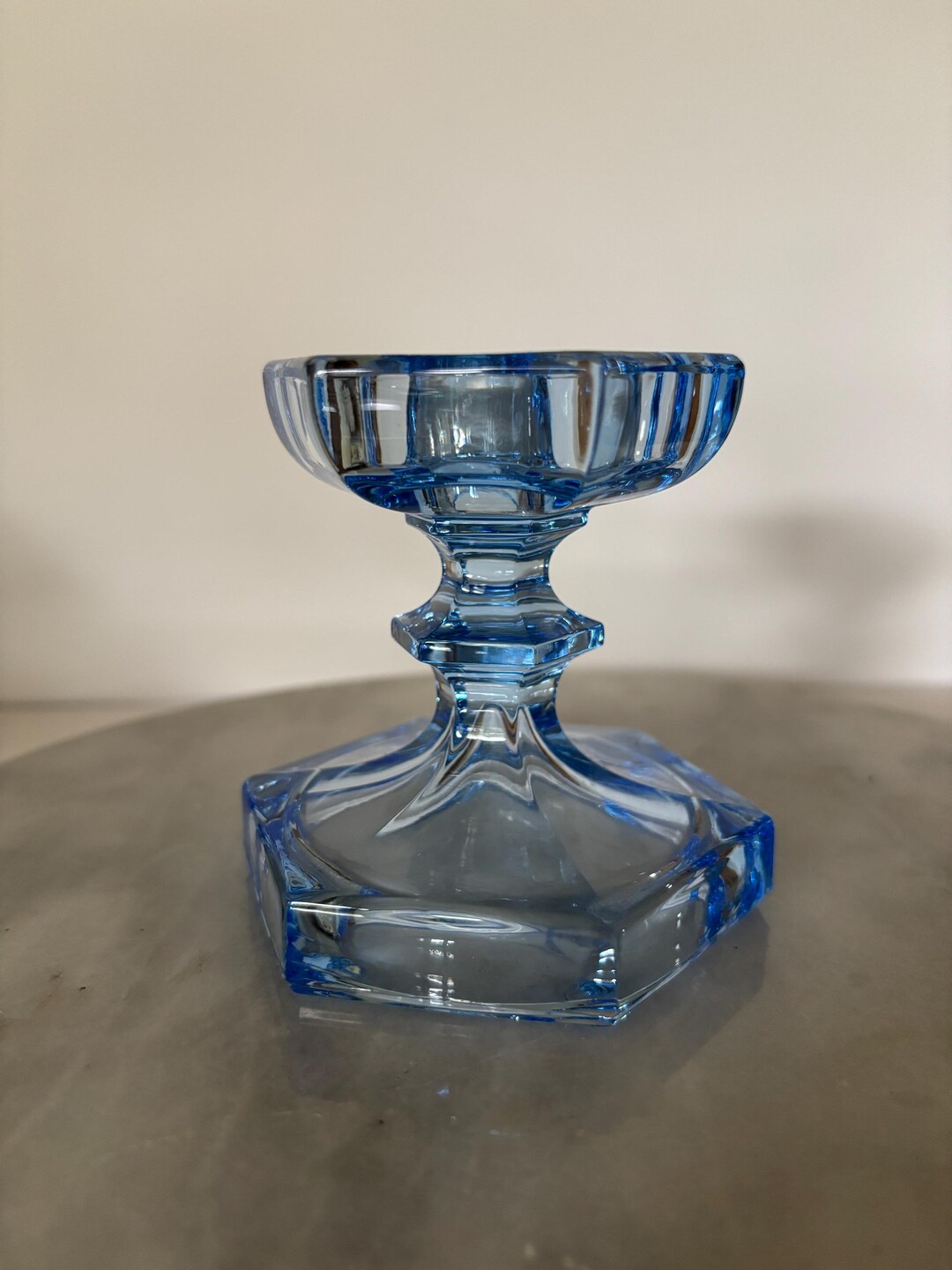 Ice Blue Glass Candle Stick Holder - Etsy