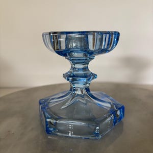 Ice Blue Glass Candle Stick Holder - Etsy