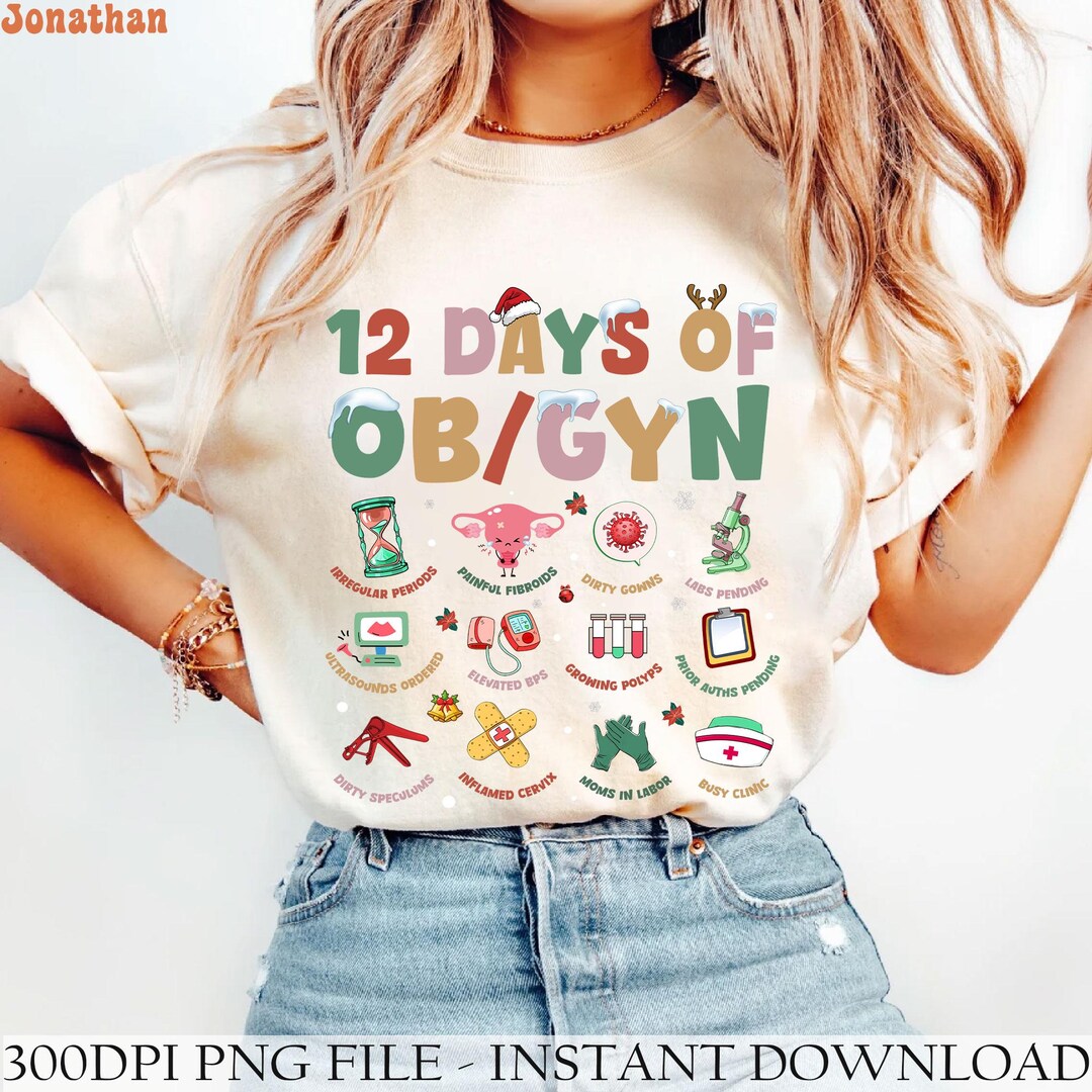 12 Days of OBGYN Christmas Png, Obstetrician Gynecologist Png ...