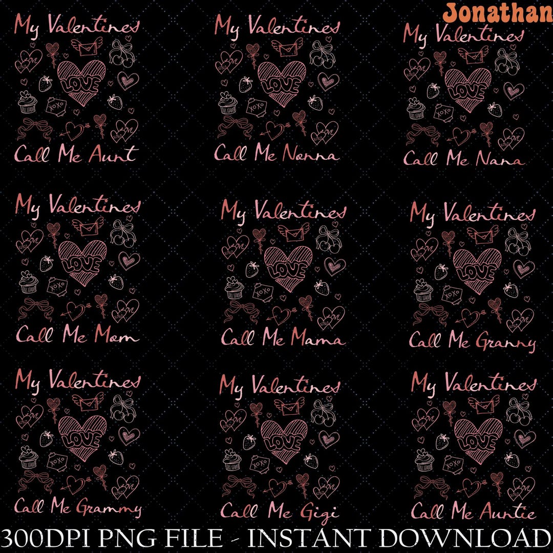 10 My Valentines Call Me Bundle Png, Family Valentine Bundle Png ...