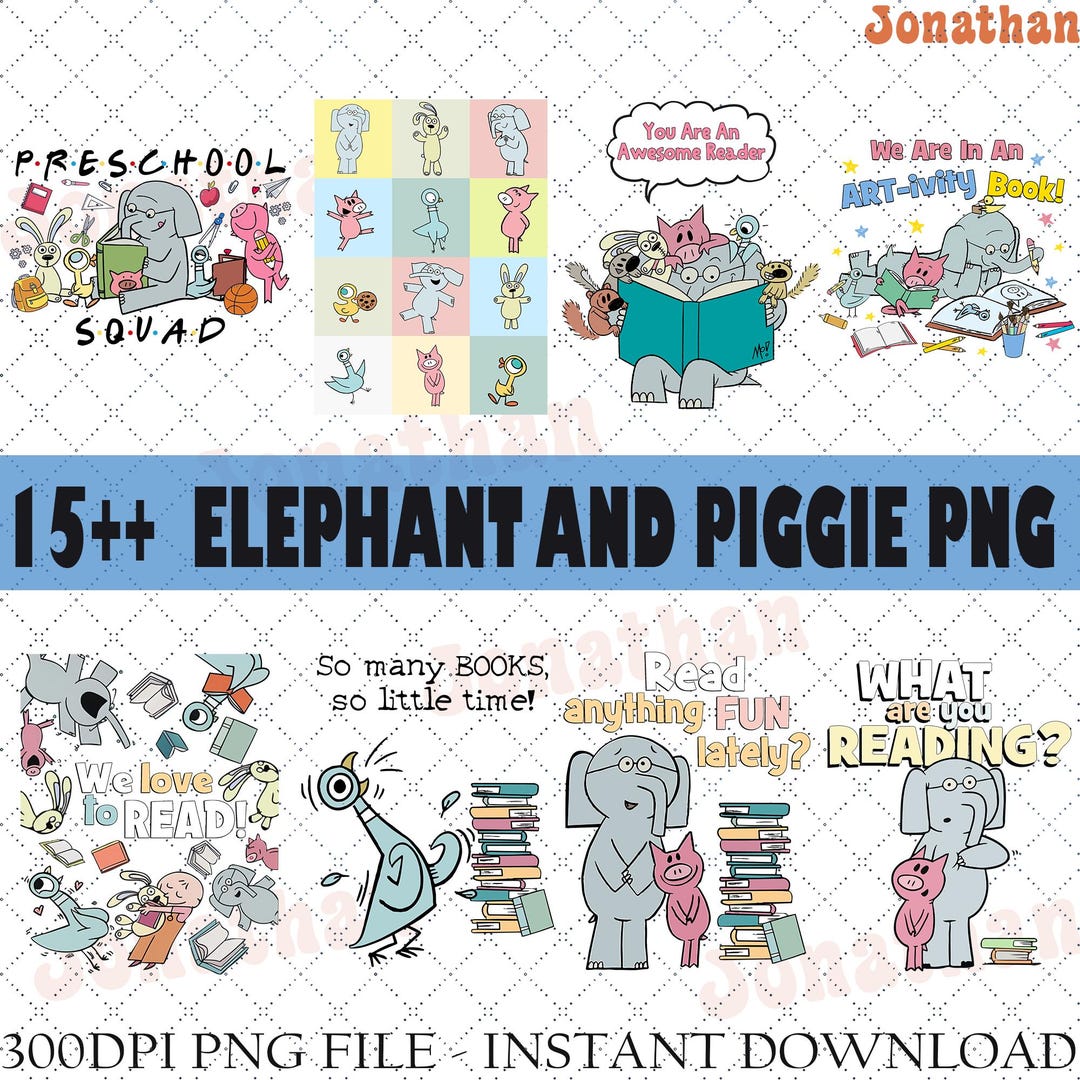 Elephant and Piggie Reading Book Bundle Png, Children's Book Png, Book ...