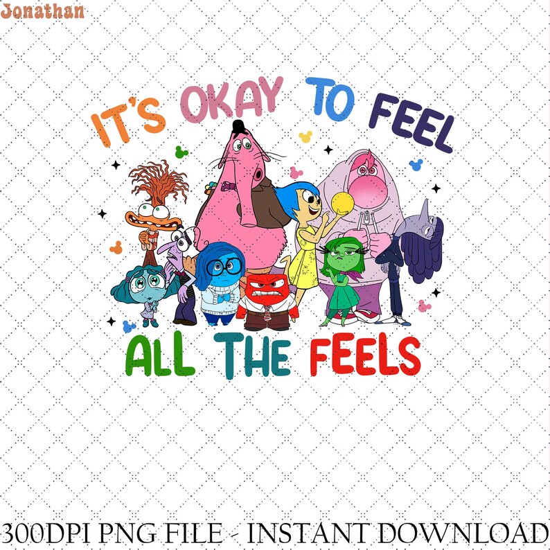 Its Okay to Feel All the Feels Png, Mental Health Matter Png, Cartoon ...