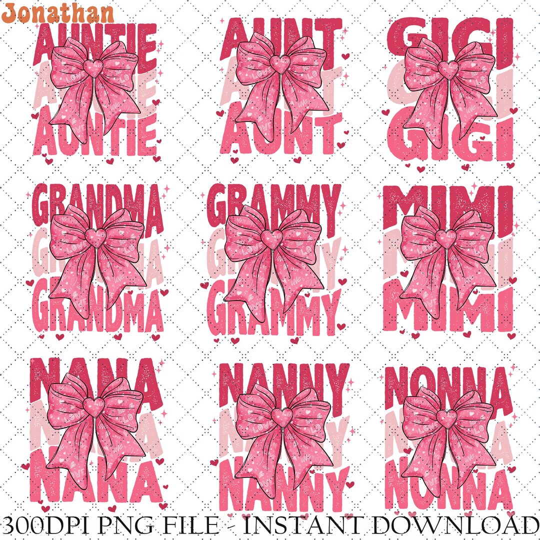 Coquette Bow Aunt Mama Grandma Mini Family Valentine Bundle Png ...