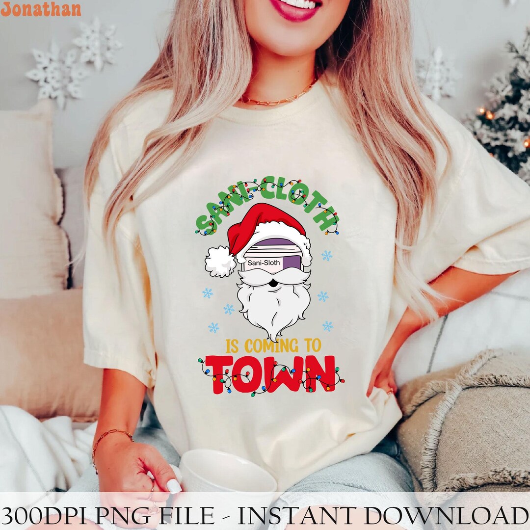 Sani-cloth is Coming to Town Santa Nurse Christmas Png, Retro Nurse Png ...