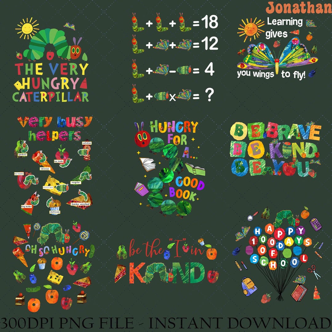 The Very Hungry Caterpillar Bundle Png, Children Book Png, Teacher ...