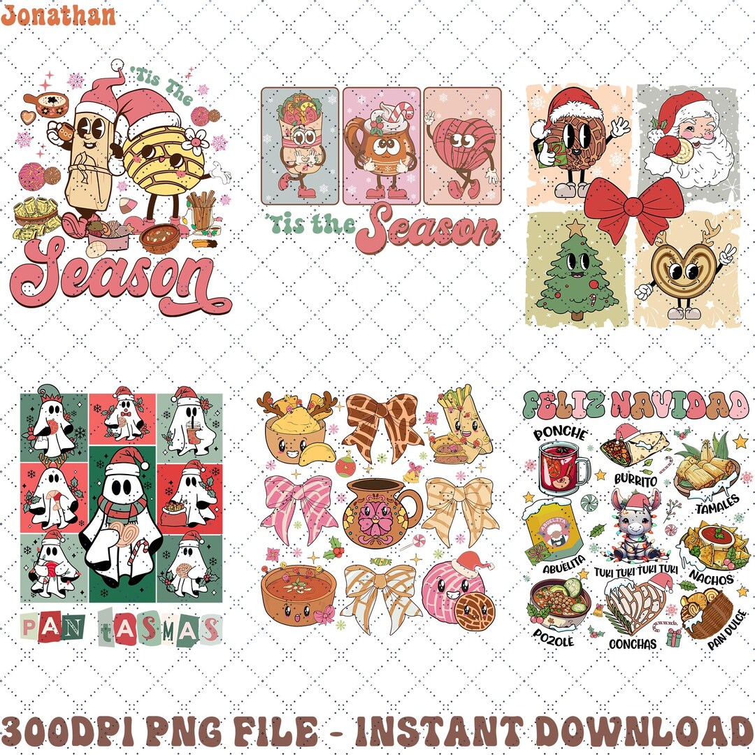 Christmas Mexican Bundle Png, Conchas Mexican Food Png, Christmas ...