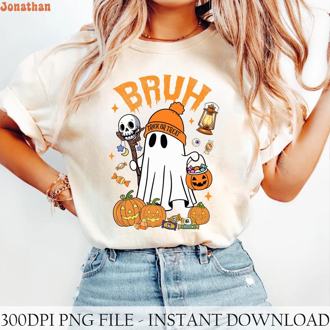 Bruh Spooky Halloween Trick or Treat Png, Halloween Png, Cute Ghost ...