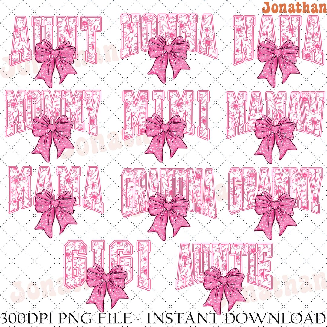 Coquette Bow Aunt Mama Grandma Mini Family Valentine Bundle Png ...
