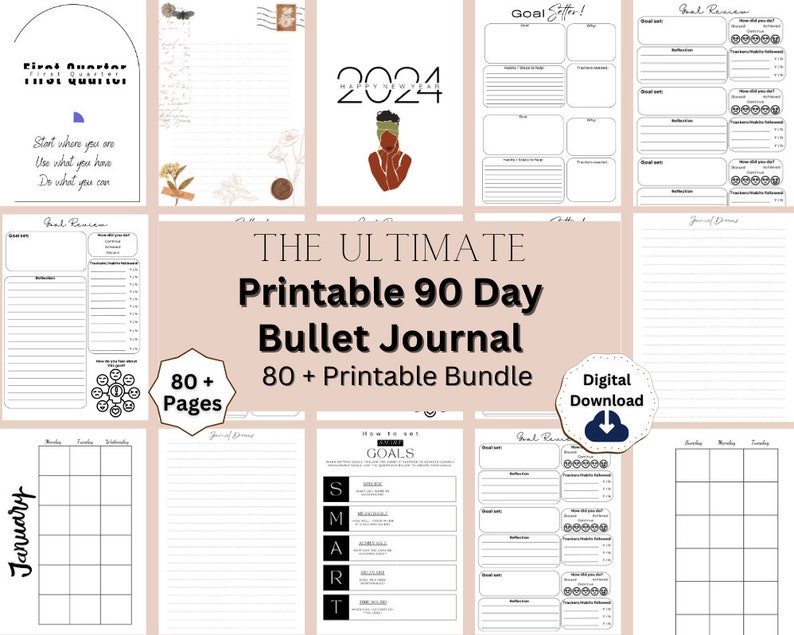 90 Day Journal | Goal Planner | Digital Download | Habit Tracker | - Etsy