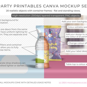 Party Printables Canva Mockup Set Bundle Favor Editable Chip Packet Bag ...
