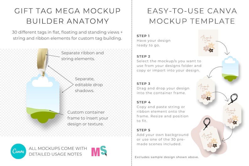 Gift Tag Mockup Builder for Canva Gift Card Hang Swing Tag Label ...