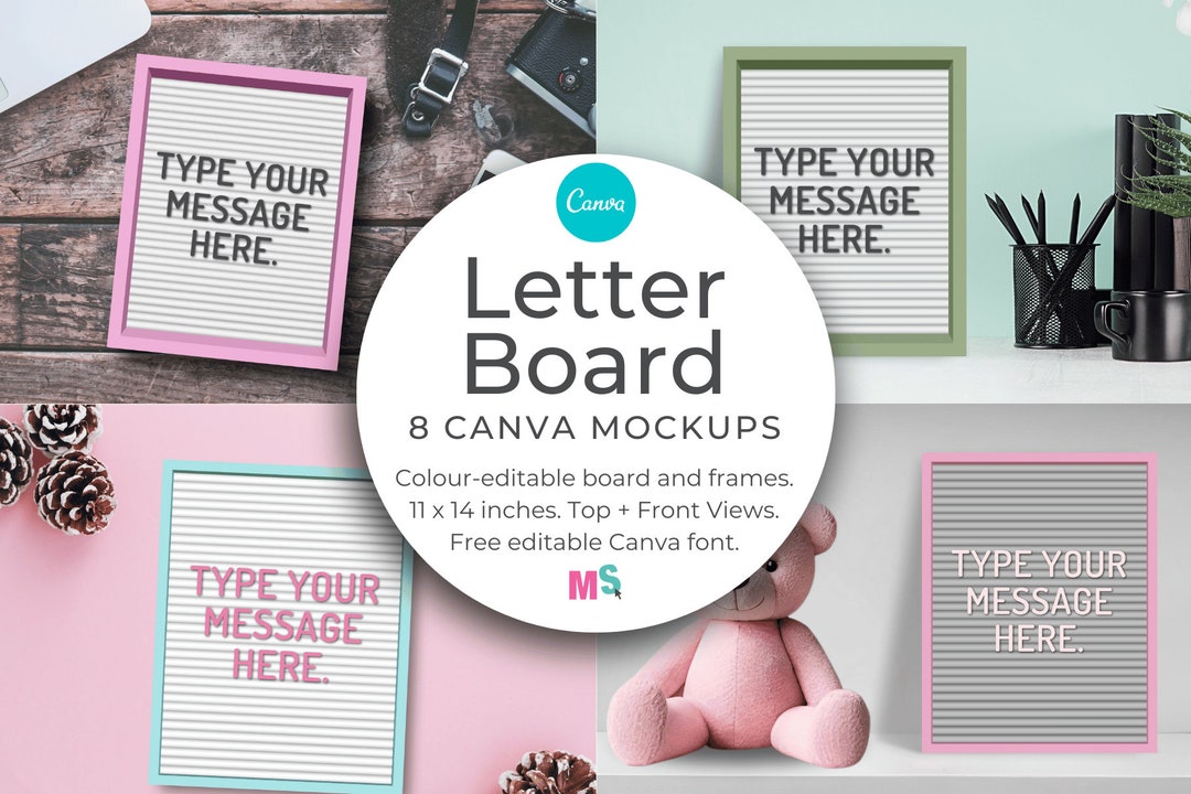 Letter Board Mockup Canva Template 11x14 Portrait Vertical Canva Sign ...
