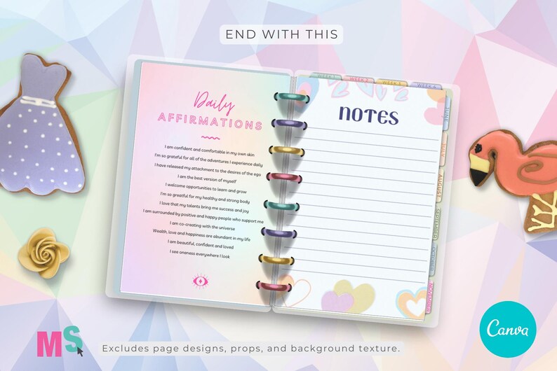 Organisation Planner Canva Smart Mockup Template 6x9 8 Ring Disc Bound ...