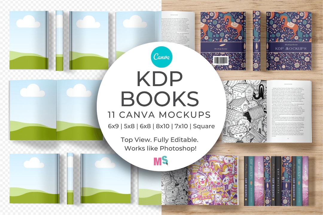 KDP Book Mockups for Canva 6x9 5x8 6.8 8x10 7x10 Square Pages Amazon ...