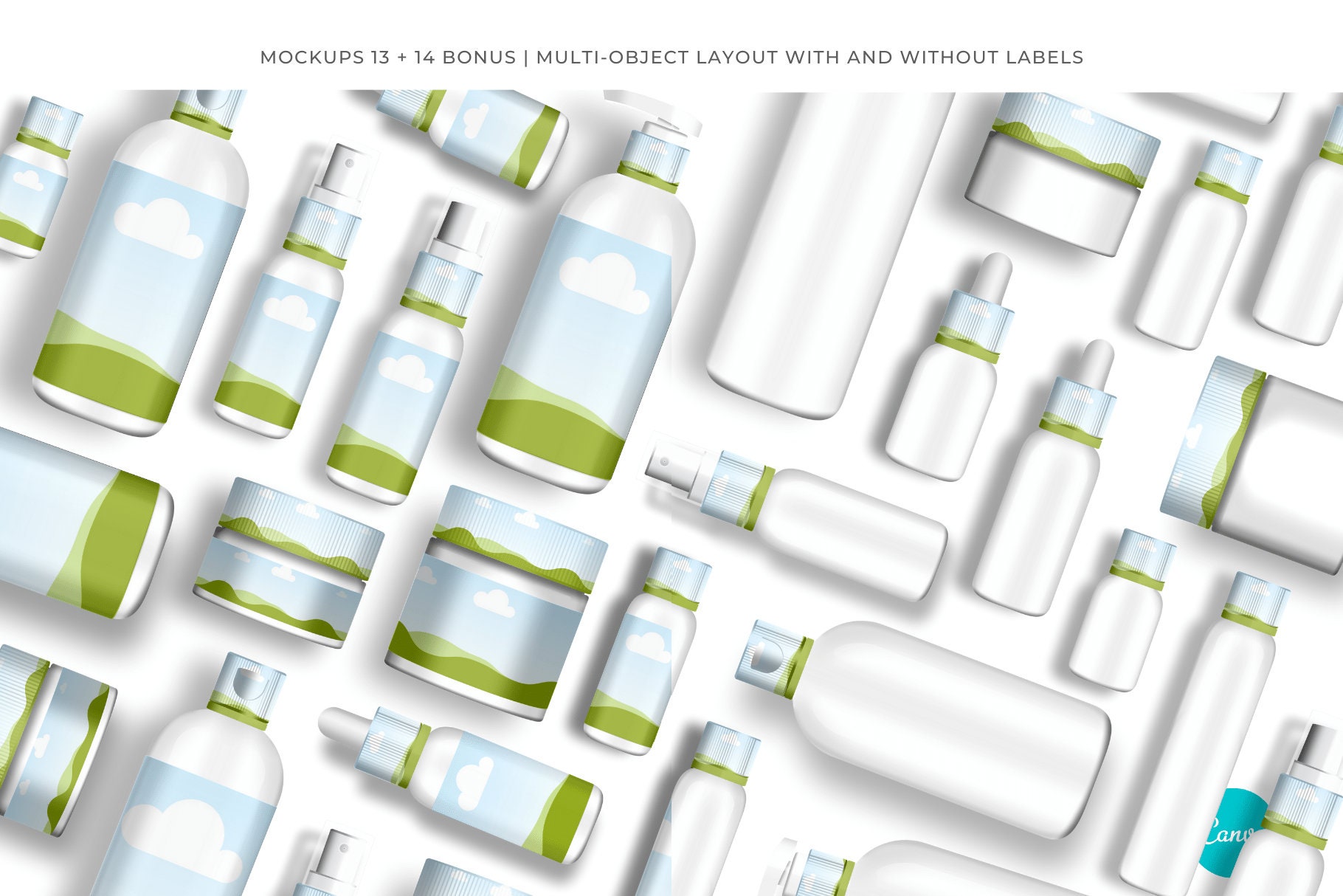 Cosmetic Container Canva Smart Mockup Template, White PET or Glass ...