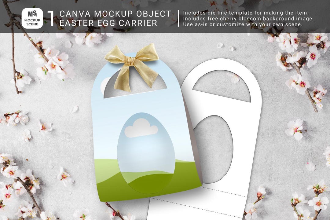 Easter Egg Carrier Canva Mockup With Dieline Front and Back Packaging ...