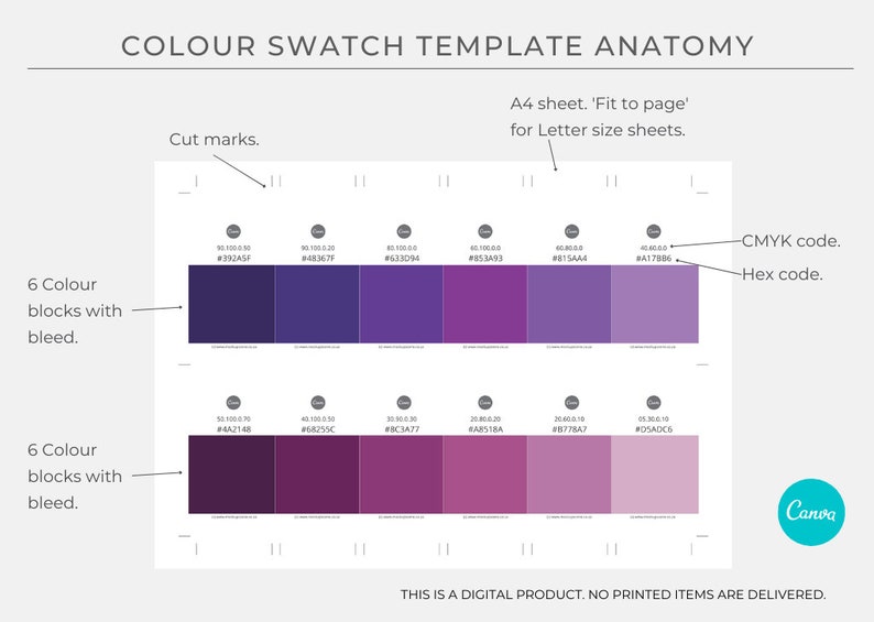 84 Printable Colour Reference Cards Canva Template Printable Colour ...