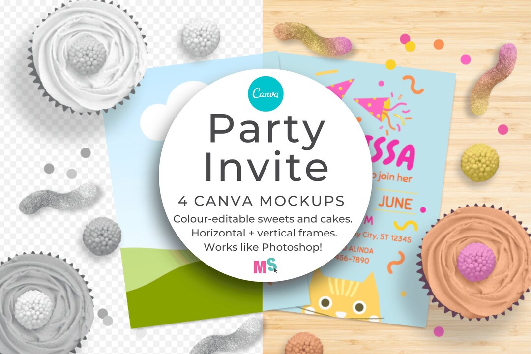Party Invitation Mockup Canva Template Canva Mockup Invitation Canva ...