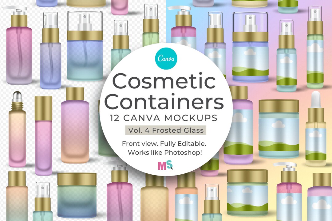 Frosted Glass Cosmetic Container Mockups for Canva for Displaying ...