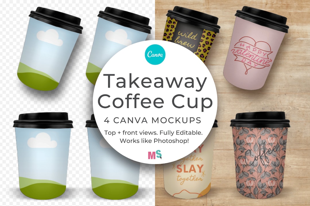 Disposable Coffee Cup Canva Smart Mockup for Patterns and Designs on ...
