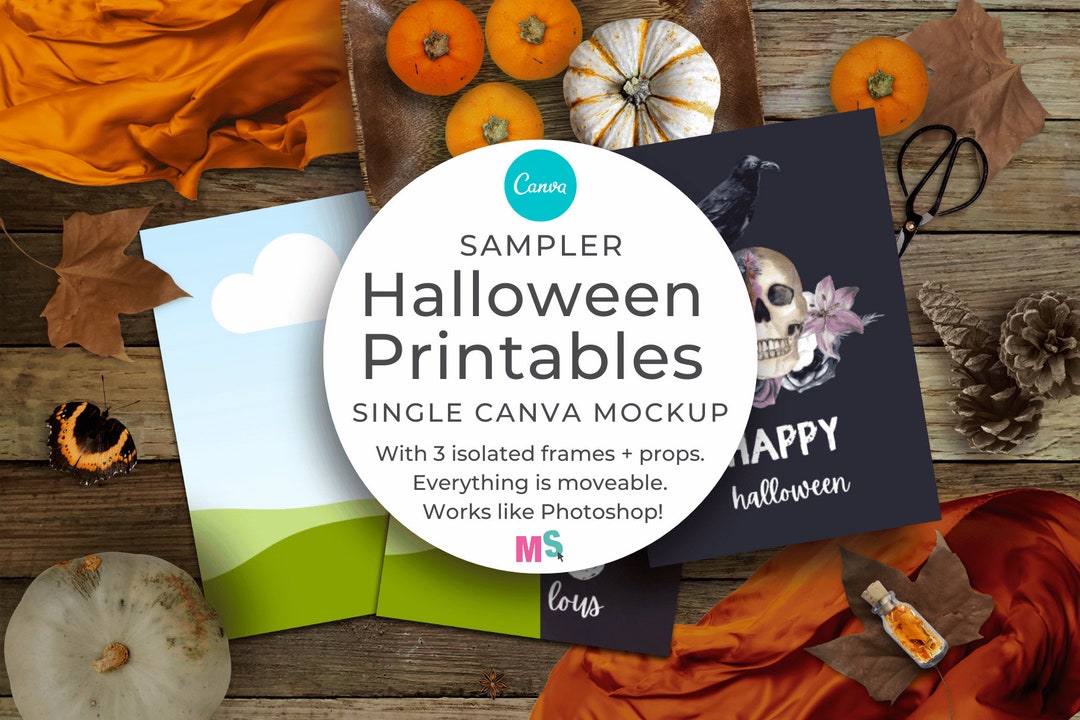 Canva Halloween Mockup for Printables Canva Halloween Etsy Listing ...
