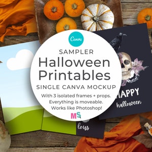 Canva Halloween Mockup for Printables Canva Halloween Etsy Listing ...