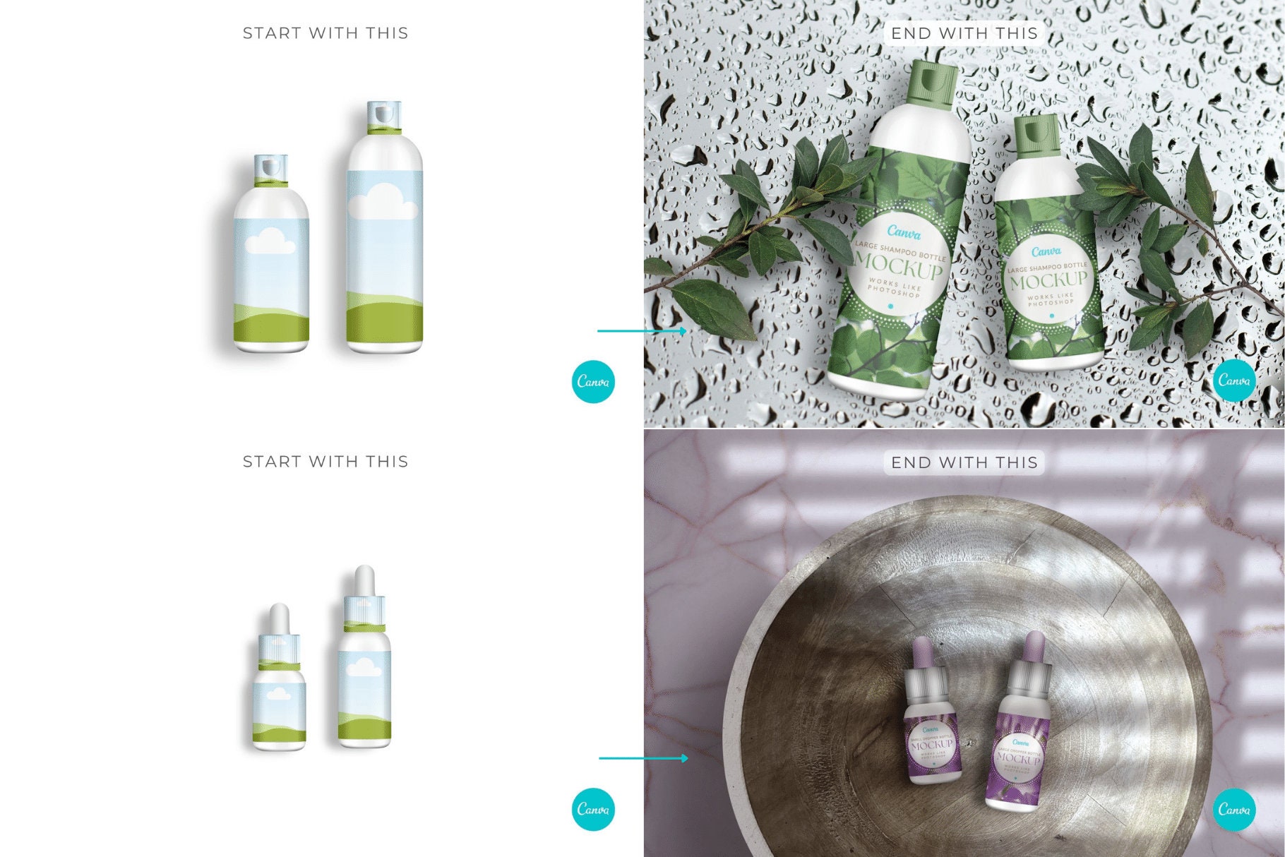 Cosmetic Container Canva Smart Mockup Template, White PET or Glass ...