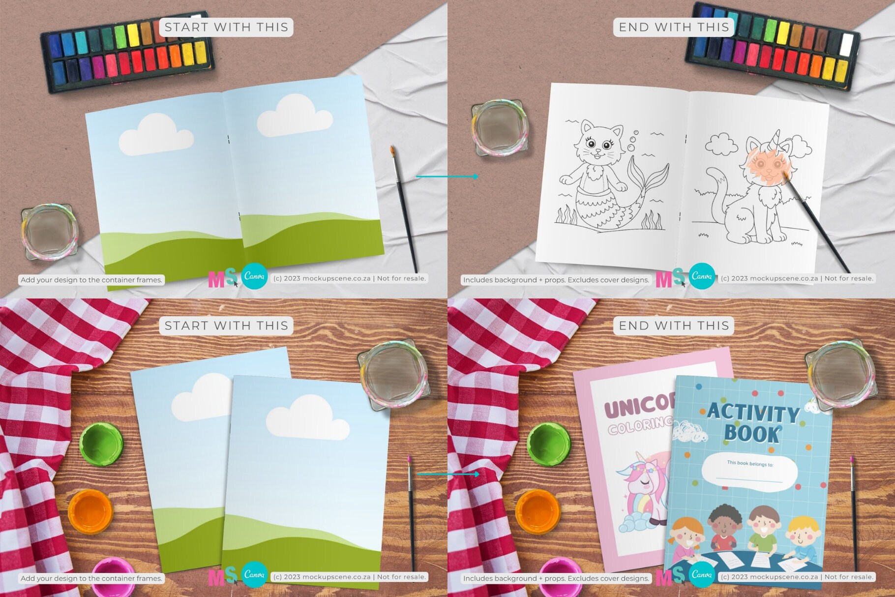 Coloring Book Canva Mockup US Letter Size 8.5x11 Workbook Page Activity ...