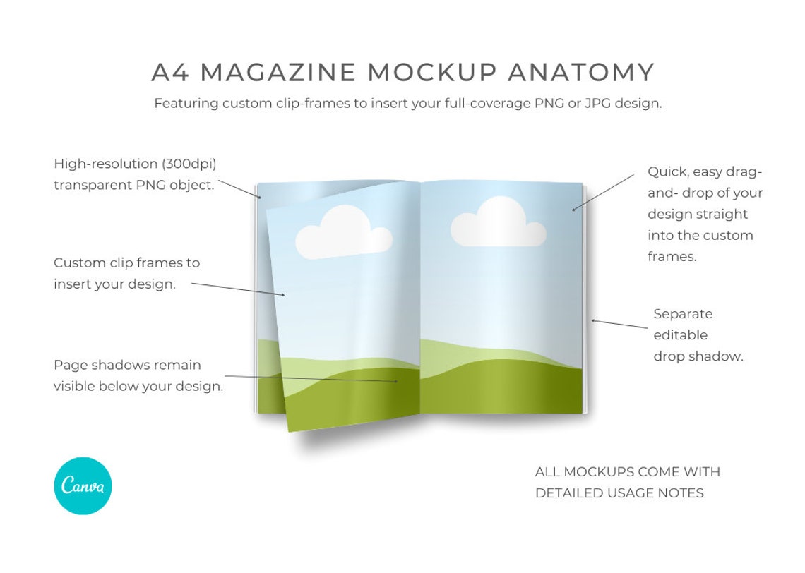 A4 Magazine Mockups Canva Template Canva Mockup Canva Book - Etsy