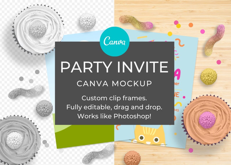 Party Invitation Mockup Canva Template - Etsy