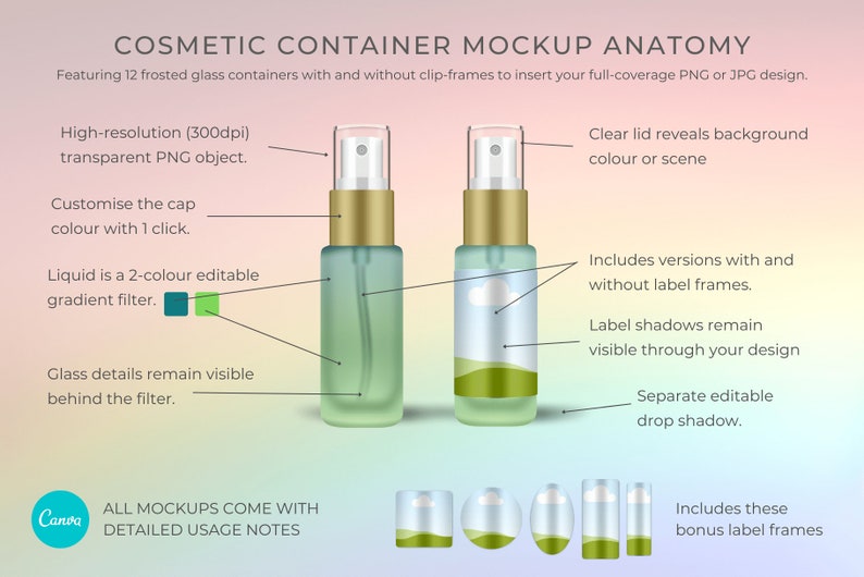 Cosmetic Container Canva Smart Mockups Frosted Glass Bottles for ...