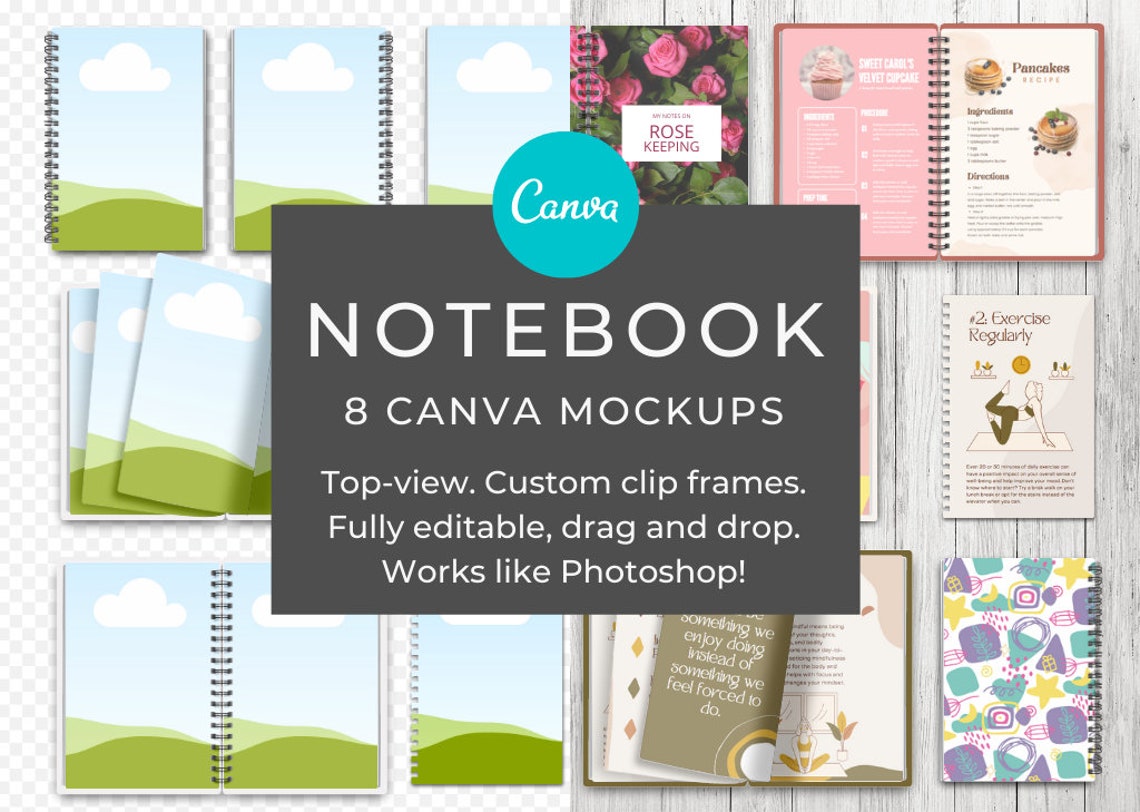 Wirebound Notebook Mockup Canva Template - Etsy