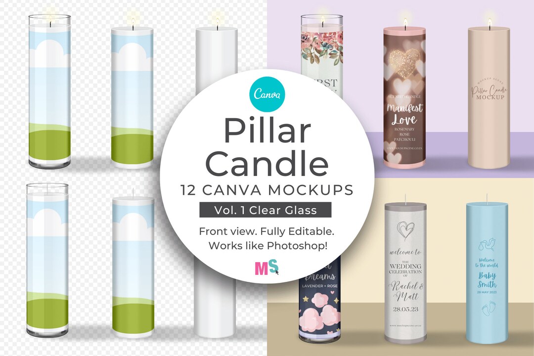 Pillar Candle Smart Mockup for Canva to Display Communion Baptism ...